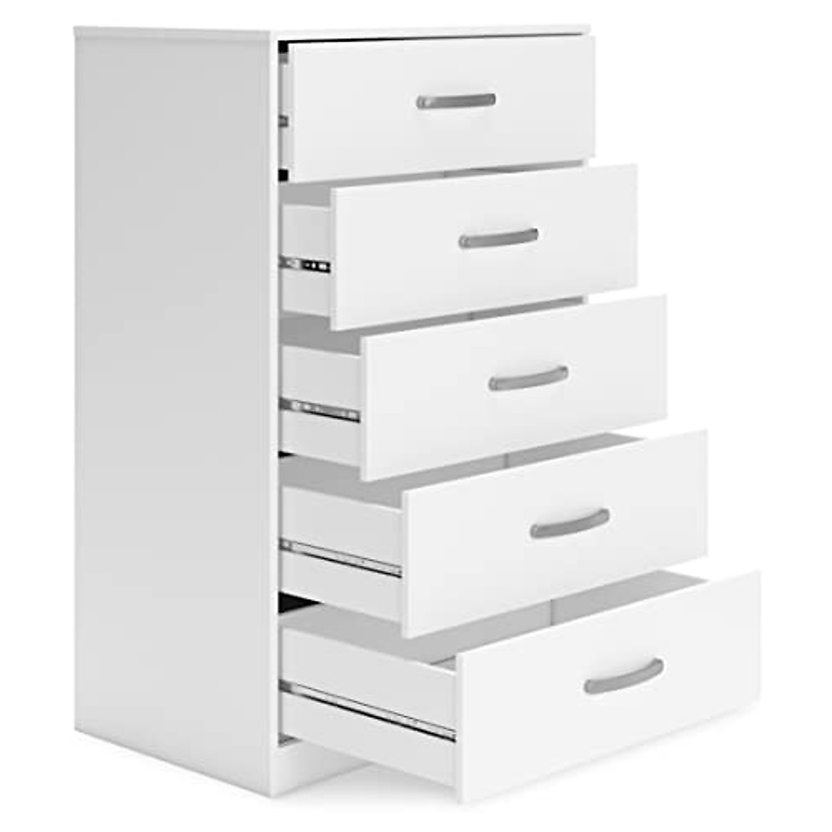 Signature Design by Ashley Flannia Casual 5 Drawer Chest of Drawers with Dovetail Construction and Safety Stop, White