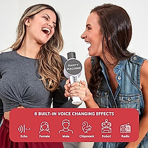 Singing Machine Wireless Karaoke Microphone for Kids & Adults, Party Machine Mic (White) - Portable Handheld Bluetooth Microphone with Speaker & Voice Changer Effect - Karaoke Mic for Singing