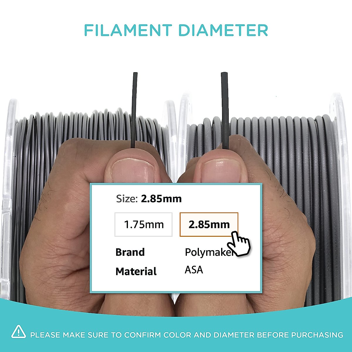 Polymaker ASA Filament 1kg Spool UV Resistant, PolyLite ASA 3D Printer Filament, Print with Openning 3D Printers Only - 2.85mm(3mm), Blue