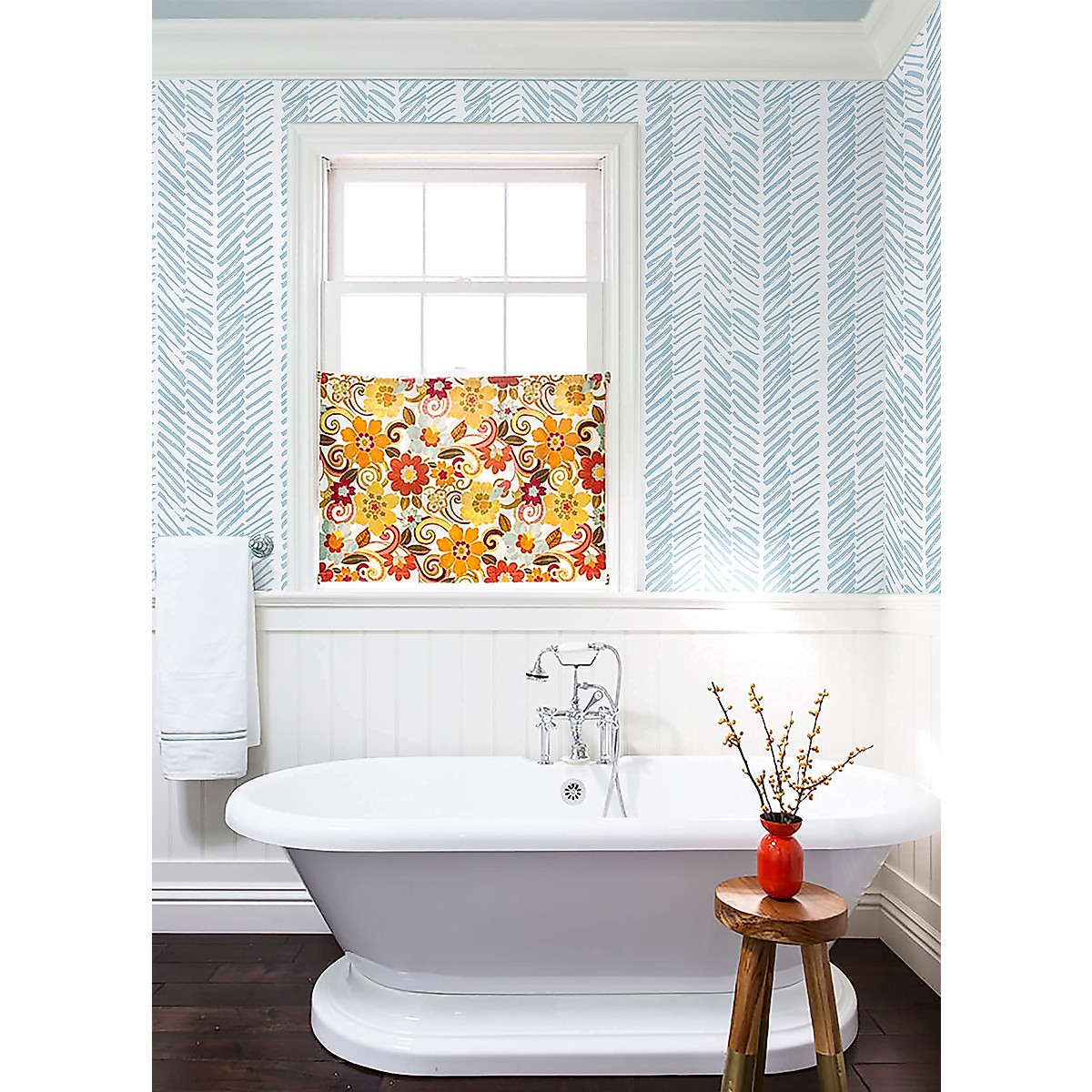 Guvana Line Peel and Stick Wallpaper Blue and White Wallpaper Striped Contact Paper 17.7"x118" Self Adhesive Wallpaper Removable Contact Paper Decorative Wallpaper for Bathroom Livingroom Covering