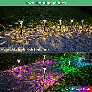 EOYIZW Solar Pathway Lights, 6 Pack Super Bright Color Changing/Warm White Solar Lights Outdoor Waterproof Solar Garden Lights, IP65 Waterproof Outdoor Lights Solar Landscape Lights for Yard, Lawn