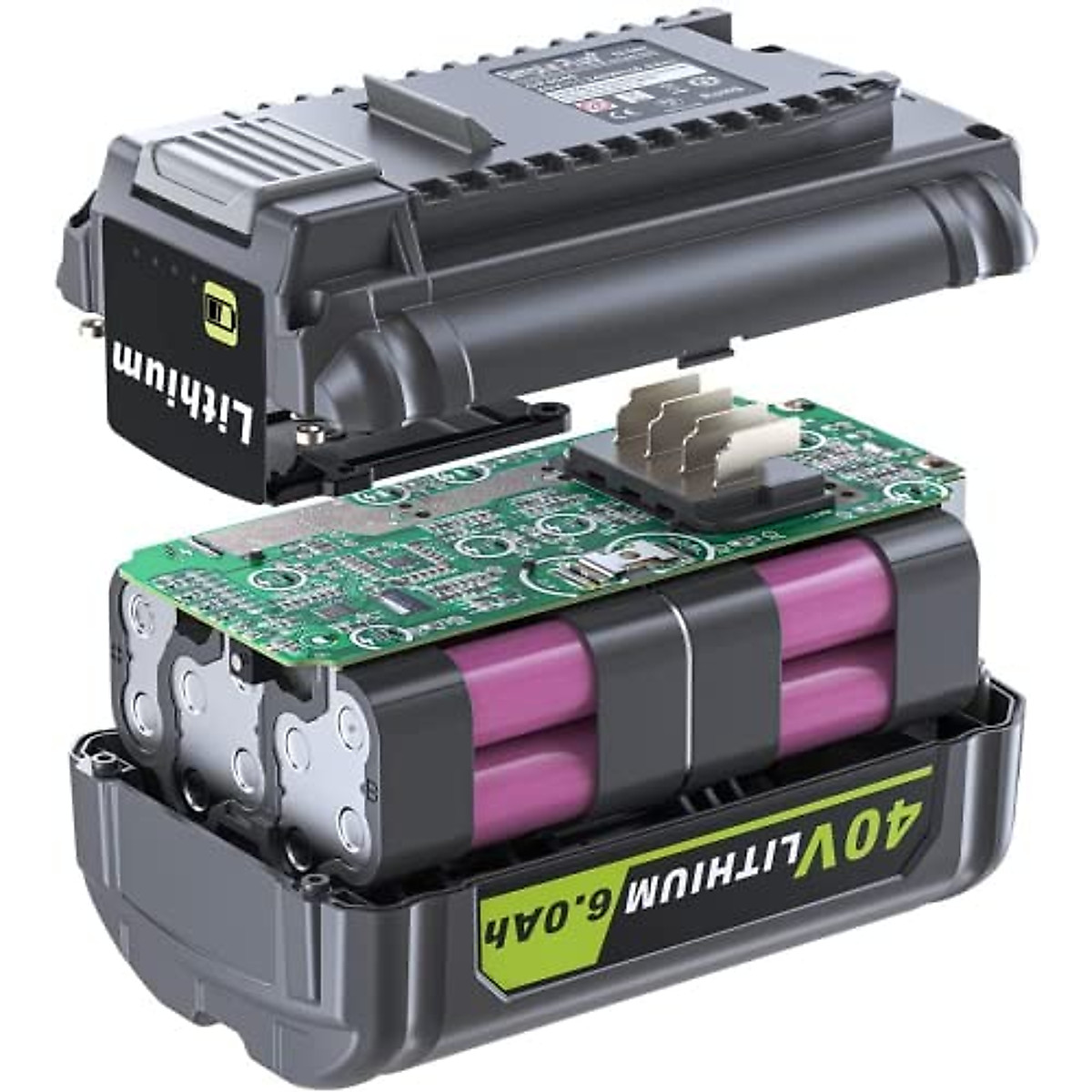 Simple Plus+ Replace for Ryobi 40V 6.0Ah Battery OP4060 OP4040, Compatible with Ryobi 40V Collection Cordless Tools Replace for OP4040 OP4026 OP4030 OP4050 OP4060A, Fit for All Ryobi 40V HP Series