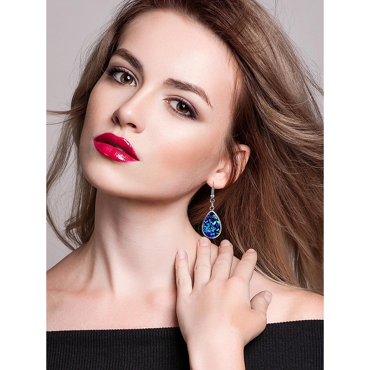 16 Pairs Faux Druzy Dangle Earrings Colorful Druzy Drop Earrings Resin Crystal Earrings for Women Girls (Waterdrop)