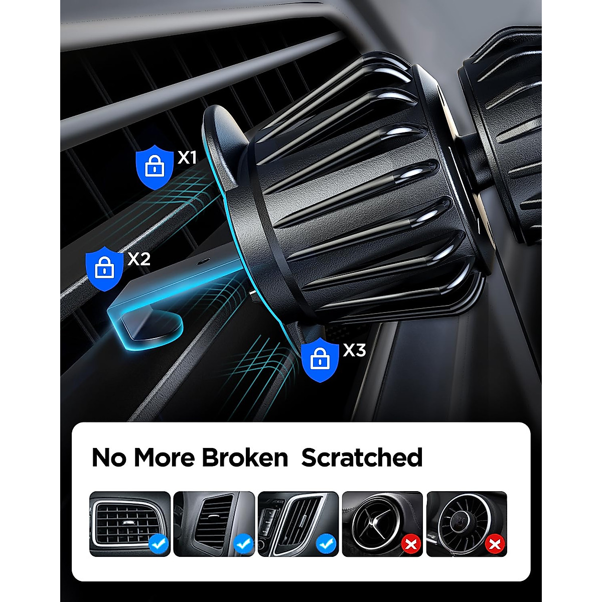 JOYROOM Fits for MagSafe Car Mount, [20 Strong Magnets] Magnetic Car Phone Holder Mount, [Easily Install&Never Blocking Vent] Magnetic Phone Mount for Car for iPhone 15 Pro Plus 14 13 12 MagSafe Case