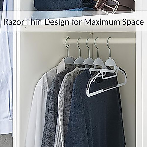 Simplify 8 Pack Ultimate Hanger | S-Shape Collar Saver | Ultra-Thin | Non-Slip | Accessory Bar | Belts | Scarves | Ties | Tank Top | Closet Organization | White