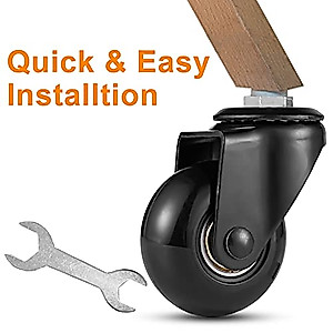 Lphy 2” Threaded Stem Casters, 3/8 Inch Stem Diameter, Swivel Replacement Wheels for Furniture, Cart, Workbench, Trolley