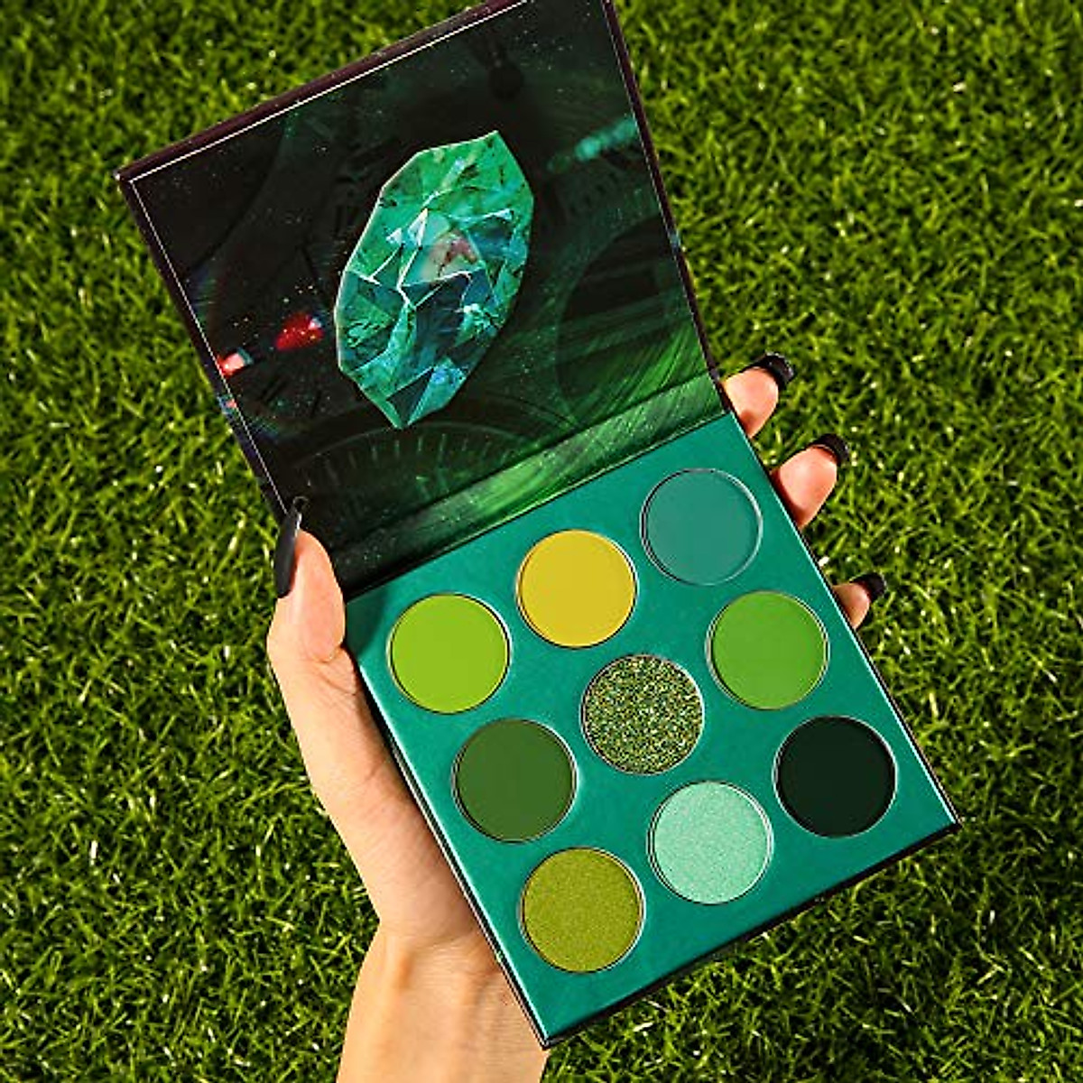 Docolor Eyeshadow Palette 9 Colors Gemstone Shadow Palette Highly Pigmented Mattes Shimmers Naked Smokey Glitter Cream Colorful Powder Blendable Long Lasting Waterproof Makeup Palette-Green