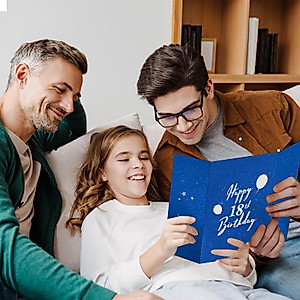 Crenics 18th Birthday Decorations for Boy or Girls, Creative 18th Birthday Guest Book Alternative, Blue and Silver 18 Birthday Signature Book 18 x 12 inch, Great 18 Birthday Gifts