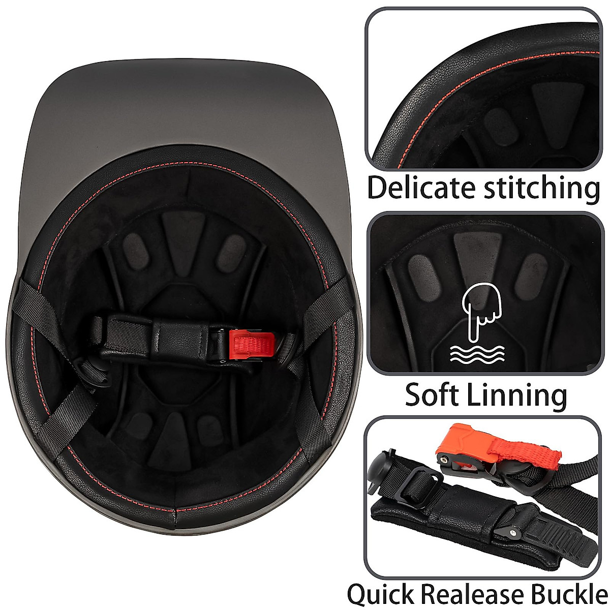 Yesmotor Baseball Style Cap Retro Motorcycle Helmet Unisex-Adult - DOT Approved (Matte Gray, Large)