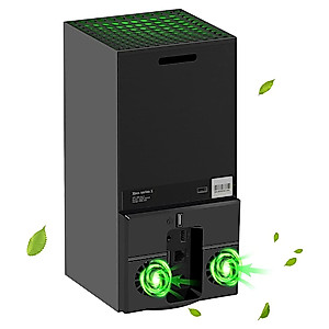 Cooling Fan for Xbox Series X Game Console, Colorful Discoloration Cooler with Dual Controller Charger Dock Station, Vertical Stand USB Cooling Bracket Heat Dissipation Accessaries for Xbox Console