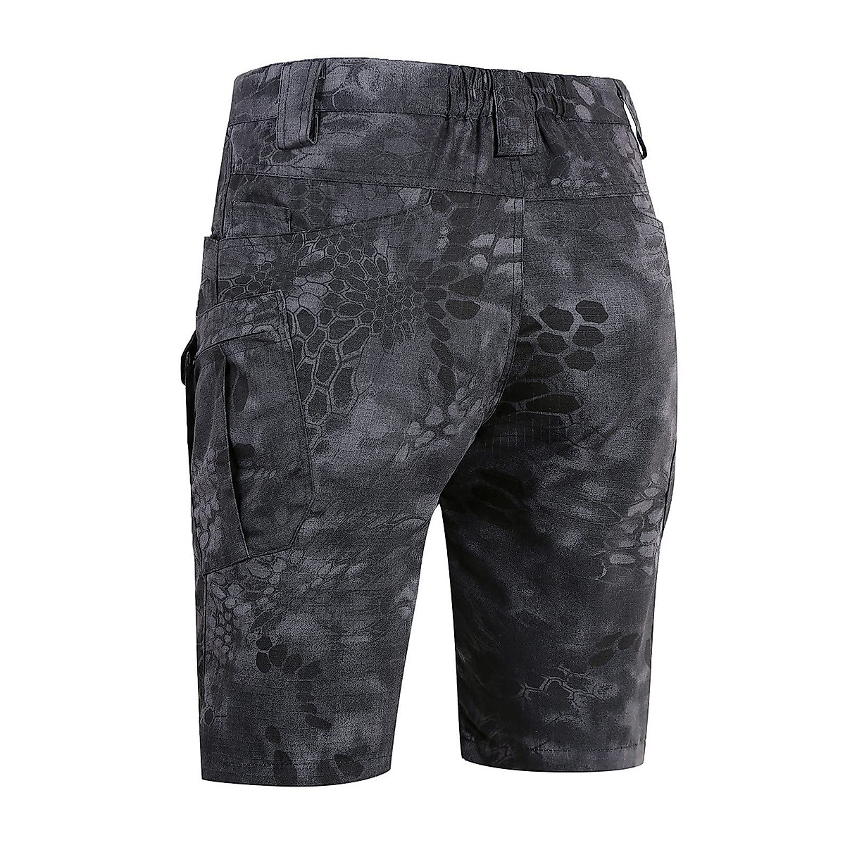 WENKOMG1 Mens Tactical Shorts,Woven Safari Style Military Waterproof Ripstop Elastic Waist Hiking Fishing Cargo Shorts,Summer Active Casual Sports Jogger Rugby Basketball Shorts(B-Black,XXXXXL)