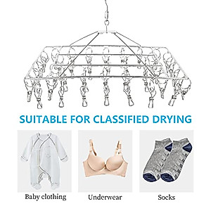 LIFKOME Socks Clip Hanger Socks Clip Hanger Clothes, 40 Clips Stainless Steel Laundry, Swivel Hook Windproof Clothes Hanger Rack, Clothes Hangers for Drying Towels Underwear Bras Socks
