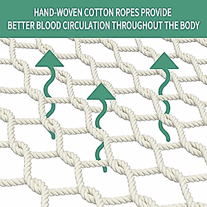 TONAHUTU 13FT Hammocks, Traditional Hand Woven Cotton Rope Hammock with Free Extension Chains for Outdoor Indoor Patio Yard 450 LSB Capacity for Two Person (Natural)