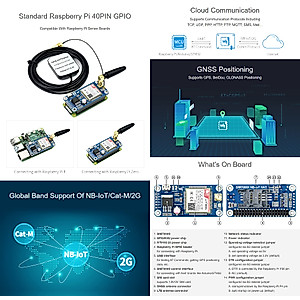 Waveshare SIM7000G NB-IoT/Cat-M/Edge/GPRS HAT, Compatible with Raspberry Pi 5/4B/3B/Zero/Zero W/Zero 2W/Pico/Pico W/Pico WH, GNSS Positioning, Global Band Support