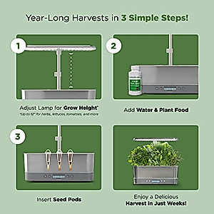 AeroGarden Harvest Elite Slim Indoor Garden Hydroponic System with LED Grow Light and Herb Kit, Holds up to 6 Pods, Platinum