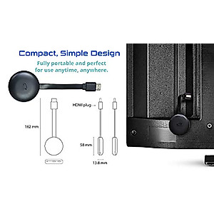 TV Buddy® Caster Wireless Streaming Full HD Videos Movies from Smartphone Tablet Computer to Widescreen TV Support AirPlay DLNA Miracast AirMirror Cross-System Mirroring