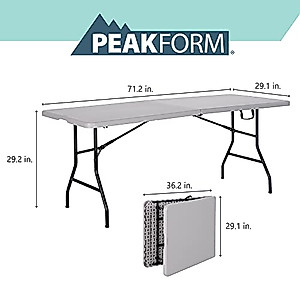 Peakform Centerfold 6-Foot Folding Table, Gray