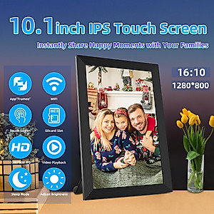 REUMAR 32GB Digital Picture Frame,10.1 inch,WiFi Smart Digital Photo Frame IPS LCD Touch Screen,auto-Rotate,Easy Setup to Share Photos and Videos Via Frameo APP from Anywhere Anytime