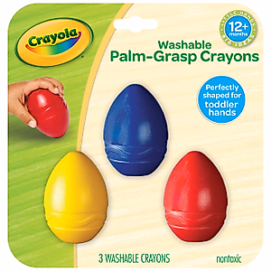 Crayola My First Palm Grasp Crayons, 3 Count, Washable Toddler Crayons, Age 12 Months & Up