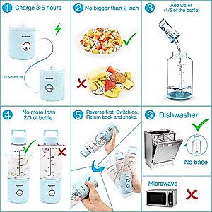 Portable Blender, PopBabies Personal Blender, Smoothie Blender. Rechargeable USB Blender & Travel Bottle