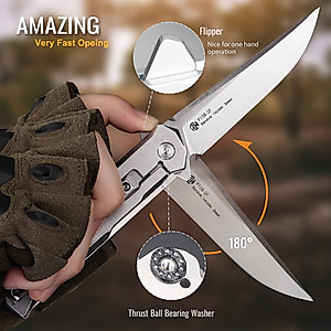 Tactical Folding Pocket Knife for men,14C28N Stainless Steel Blade,Frame Lock,G10 Handle,EDC Small Camping Knives Belt Clip Carry,Lightweight Survival Hunting Flipper Microtech Elemental Bushcraft Hiking Sharp Gear Tool Father Dad Gifts Ruike p108