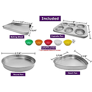 Quadrapoint Deluxe Pan Set Compatible with Easy Bake Ultimate Oven | Includes 60 Cupcake Liners THAT WILL FIT, UNLIKE OTHERS!!
