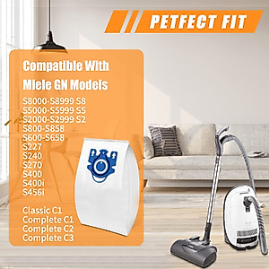 10 Pack Vacuum Cleaner Bags For Miele Gn Vacuum Cleaner With 3 Pcs Motor Protection Filters and 3 Pcs Air Clean Filters，Compatible with Miele GN Classic C1 Complete C1 Complete C2 Complete C3 S2 S5 S8