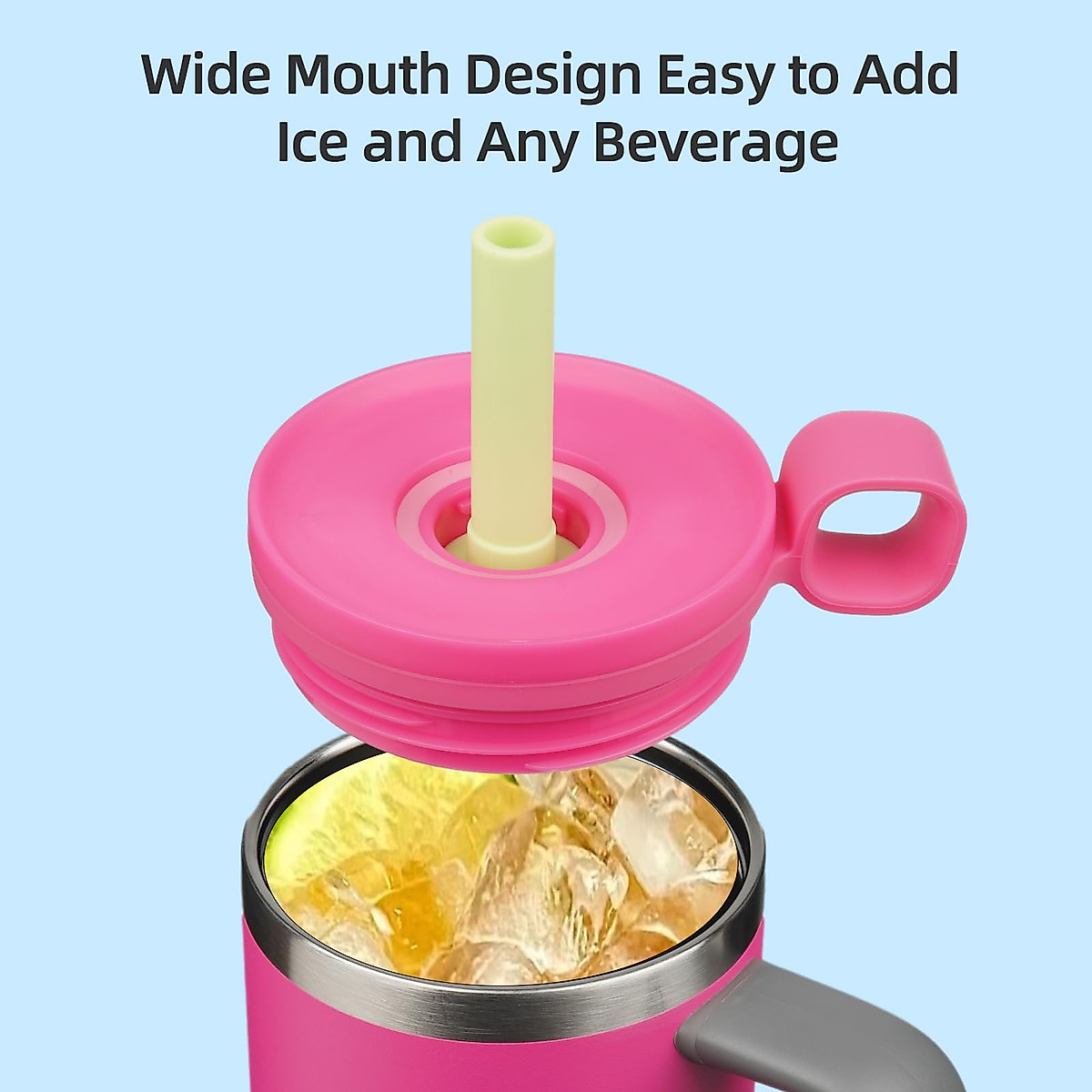 BJPKPK 32oz Stainless Steel Insulated Tumbler with Handle and Straw Travel Coffee Mug Thermal Cups with Lid,Barbie Pink