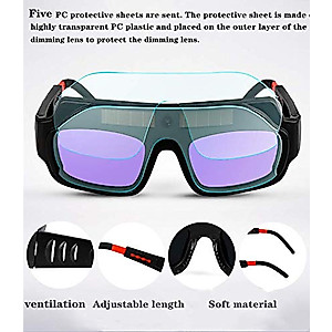 Welding Glasses True Color View -1/1/1/2 Optical Clarity Welding Goggle Protective Mask Solar Automatic Dimming Professional Eye Protection PC Glasses