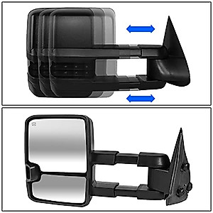 DNA Motoring TWM-015-T888-BK-SM Pair Towing Mirrors Compatible With 03-06 Silverado/Suburban/Avalanche/Tahoe/Sierra/Yukon/Escalade Powered Heated Telescopic Mirrors w/Turn Signal