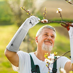 Haokaini Gardening Gloves Rose Pruning Gloves Thorn Proof Goatskin Cowhide Leather Garden Gloves Forearm Protection Gauntlet Gardening Gloves