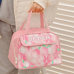 Kawaii Lunch Bag Picnic Bag Large Insulated Bag for Women Reusable Tote Bag Aesthetic Lunch Box for Hot or Cold Handbags
