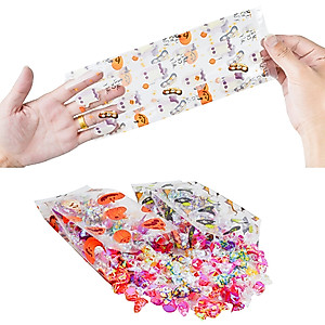 JOYIN 120 Pcs Halloween Cellophane Treat Bags, Halloween Trick or Treat Bags, Clear Plastic Goodie Gift Bags, Halloween Candy Bags for Party Favor Party Supplies