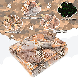 Dinosaur Gifts Toys for Kids Boys Glow in The Dark Dinosaur Blanket Cute Soft Cozy Luminous Throw Blanket Decor Present for Teen Xmas Easter Halloween