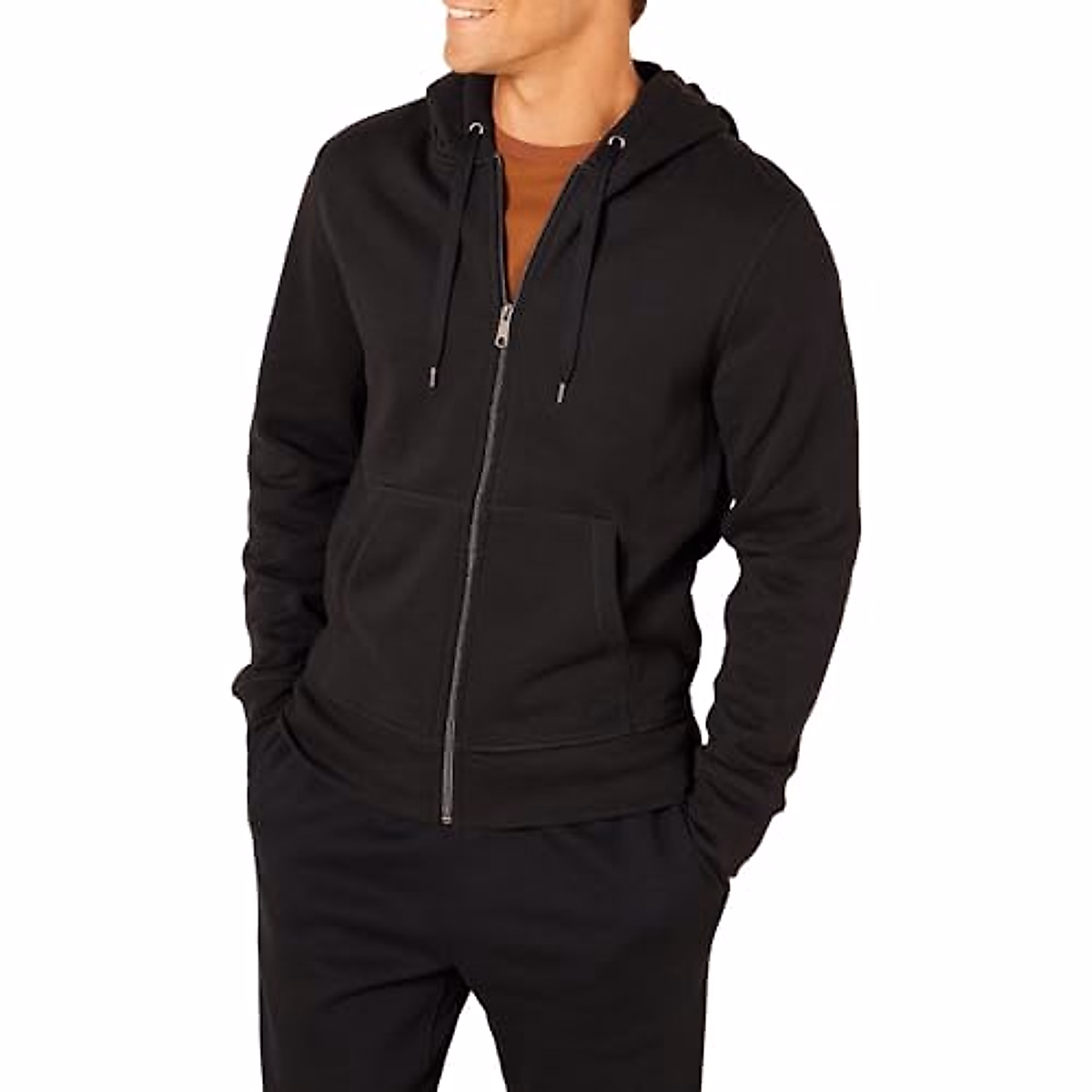 Amazon Essentials Men's Full-Zip Fleece Hoodie (Available in Big & Tall), Black, 4X-Large Big