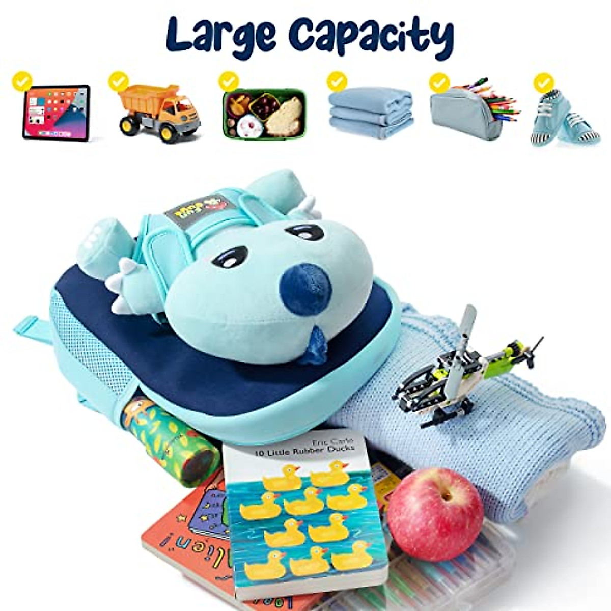 Kawaii Dinosaur Backpack for kids 3-5, Toddler backpack for boys girls, Kids' backpacks, Preschool backpack for kids 5-7, Kindergarten backpack, Toddler Bookbag, Dino Backpack for boys 4-6, Pre K Bag