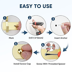 TICONN Wall Mounted Coat Rack - 6 Heavy Duty Dual Hooks All Metal Contemporary Coat Hanger for Jacket Coat Hat for Mudroom Entryway Bathroom (Gold, 2PK)