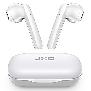 JXD True Wireless Earbuds Bluetooth Headphones with Charging Case for iPhone Android, Waterproof TWS Stereo Earphones with Touch Contro,Built-in Mic and USB-C Charging,30H Playtime