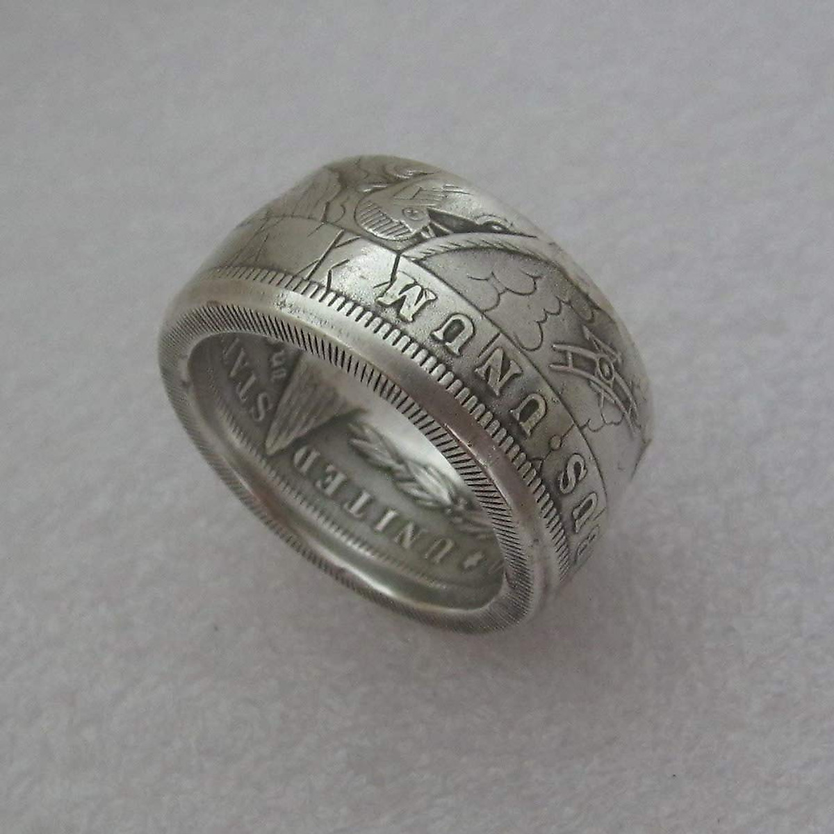 JOOLIXUACT Hobo Coin Ring Handcrafted Ring Made from US Morgan Hobo Coin