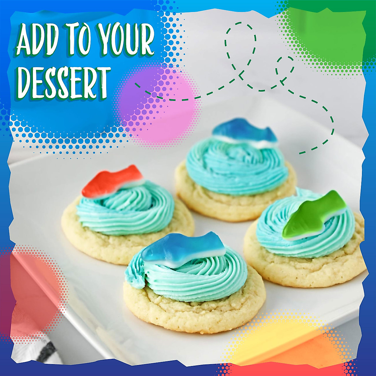 Gummy Sharks Candy | 1-Pound Bag | Assorted Flavors - Blue Raspberry, Lemon, Lime, Cherry