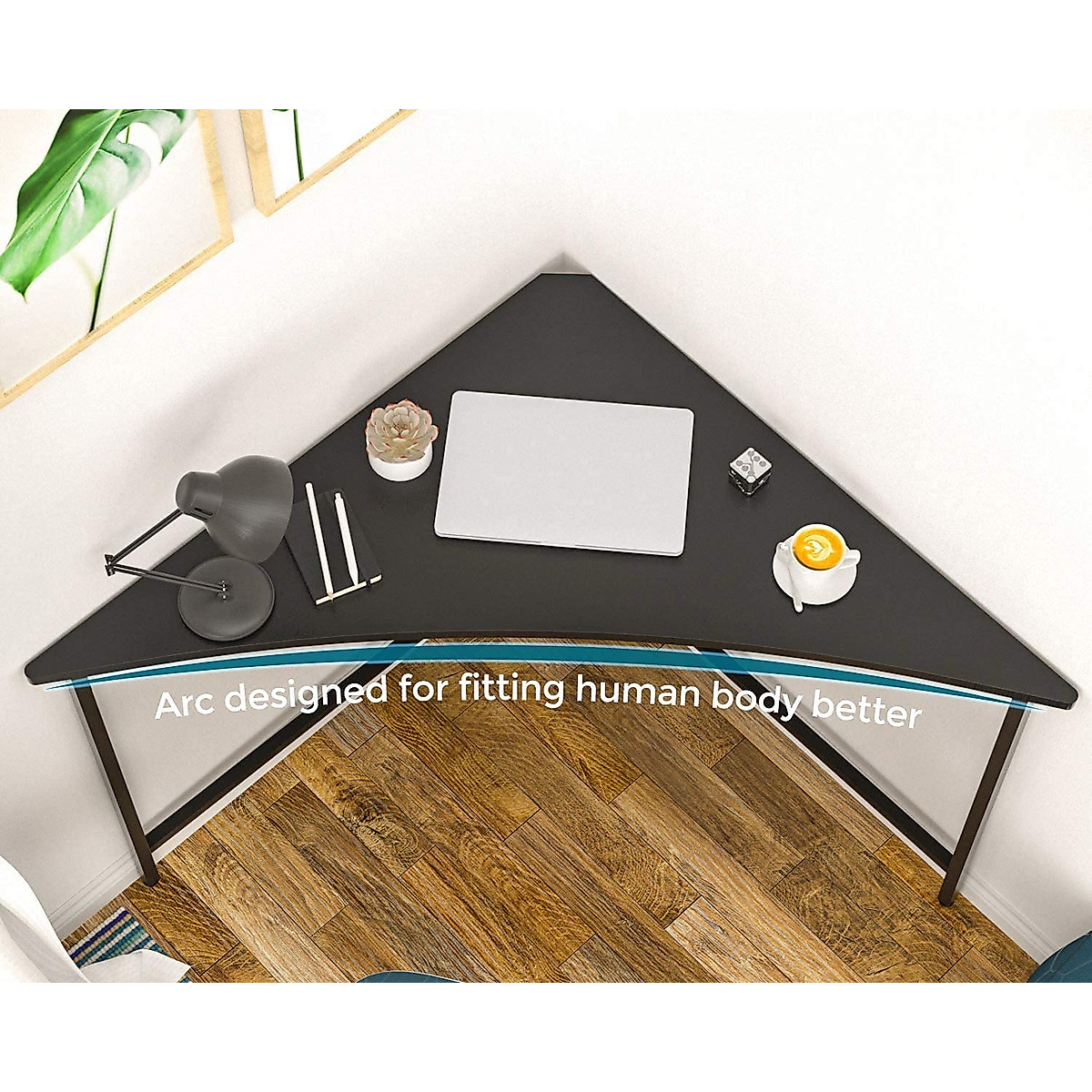 SAYGOER Industrial Corner Desk Triangle Computer Desk for Small Spaces Home Office Workstation Laptop Gaming Table Study Writing Student Desk, Black