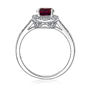 1 4/5 CT Round Shape Simulated Pink Ruby & White Cubic Zirconia Halo Wedding Engagement Ring in 14K White Gold Plated 925 Sterling Silver (1.80 Cttw) Ring Size -4
