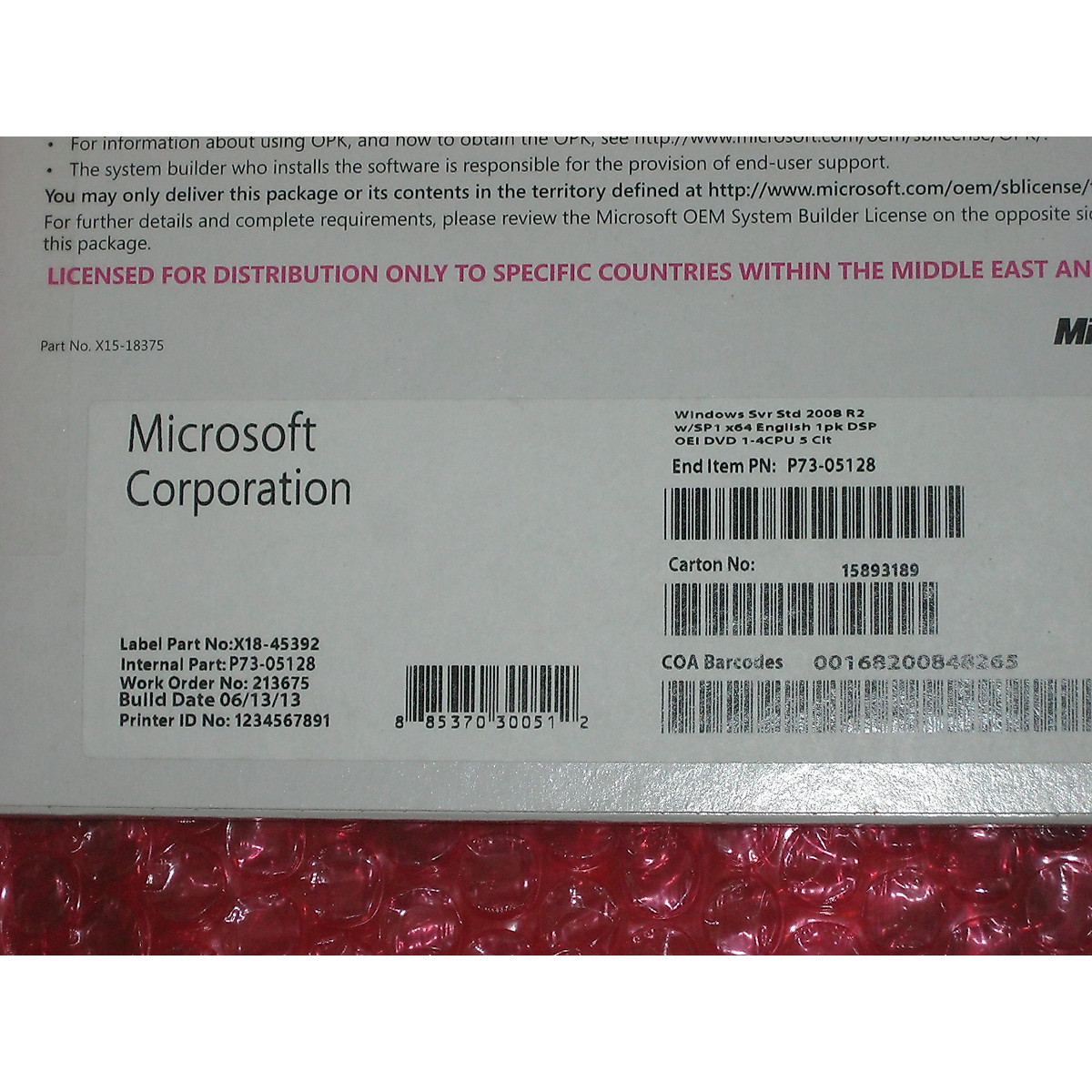 Microsoft Windows Server 2008 R2 Standard SP1 OEM (Old Packaging)