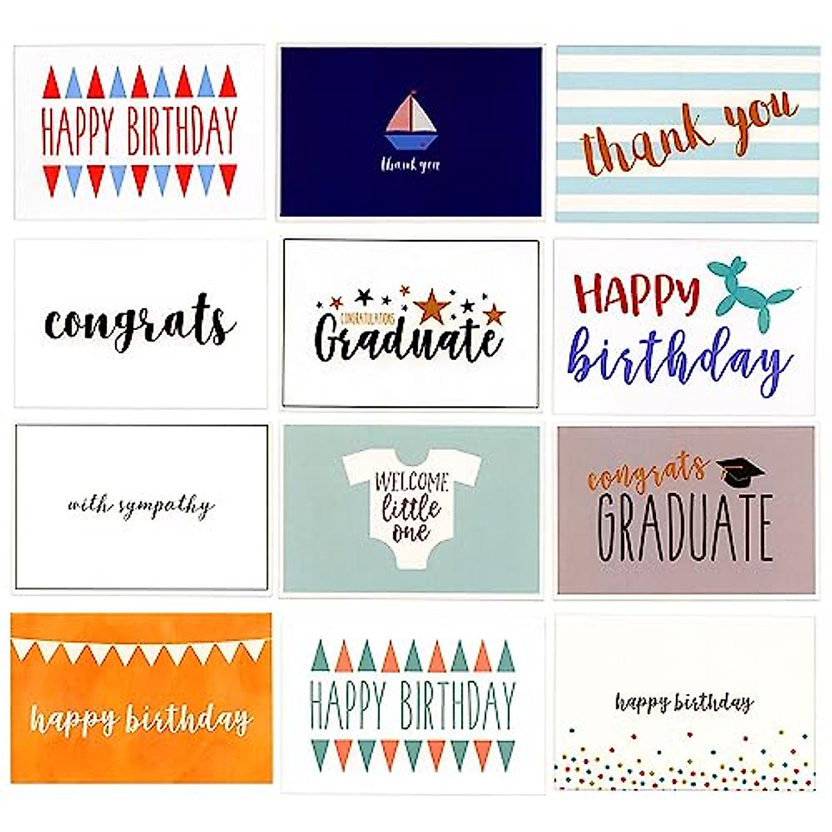 48-Pack Assorted All Occasion Greeting Cards with Envelopes, Box Set for Birthday, Thank You, Wedding, Graduation, Congrats, Blank Inside, 48 Assorted Designs (4x6 in)