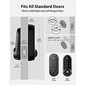 Hugolog Smart Lock,Keyless Entry Door Lock,Keypad Smart Door Lock,Smart Deadbolt Lock,Electronic Door Lock with Keyless Deadbolt,Bluetooth Digital Door Lock for Home,Airbnb,Garage