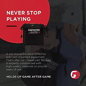 GAMMA Sports EZ Travel Cart Pro, Ball Hopper with Premium Carry Case, Holds 120 Pickleball Balls or 150 Tennis Balls, Compact Cart Bag, Tennis, Pickleball, Racquet Sports Equipment, BEZTB00
