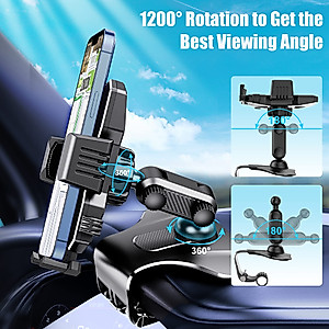 [2023 Upgraded] Phone Mount for Car Dashboard & Air Vent, 1200 Degree Rotation Car Phone Holder Mount with 3M Adhesive[Multi-Angles&Stable], Cell Phone Holder Car for iPhone Samsung All Smartphone