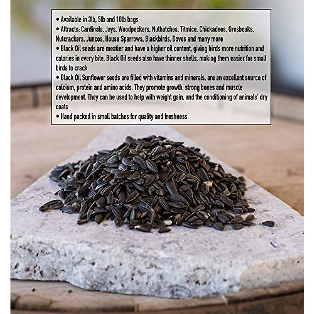 Desert Valley Premium Black Oil Sunflower Seeds - Wild Bird - Wildlife Food, Cardinals, Squirrels, Doves & More (10-Pounds)