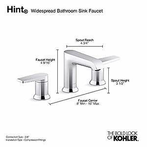 KOHLER 97093-4-BN Hint Widespread Faucet, Vibrant Brushed Nickel