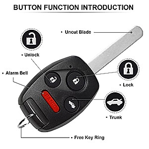 SaverRemotes Key Fob Compatible for 2003-2007 Honda Accord Keyless Entry Remote Replacement OUCG8D-380H-A